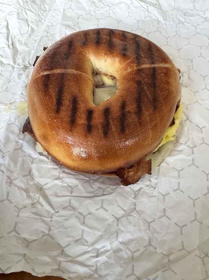 This grilled bagel sandwich proves breakfast doesn't need to be fancy to be absolutely perfect.