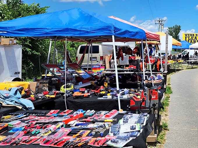 Outdoor vendors bring that authentic flea market energy where trucks become storefronts and deals happen under open sky.