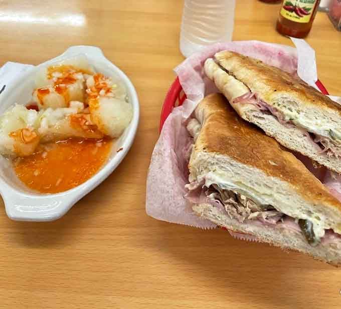 Yuca and Cuban sandwich together create the kind of meal that makes you forget your own name.