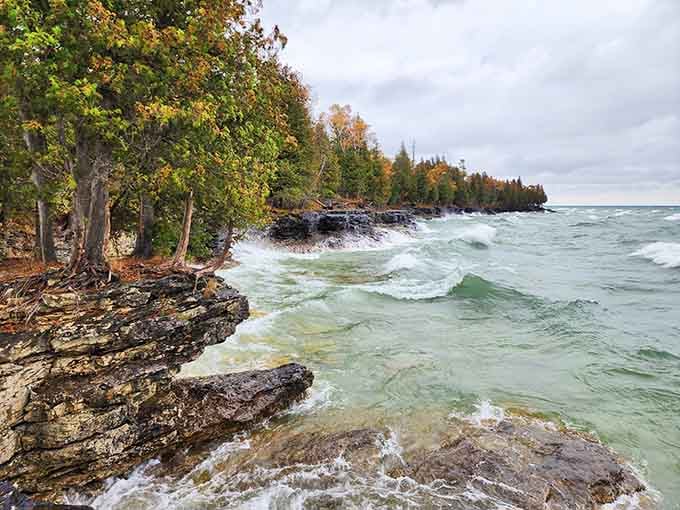 When the lake gets feisty, these rocky shores put on a show that rivals any ocean drama.