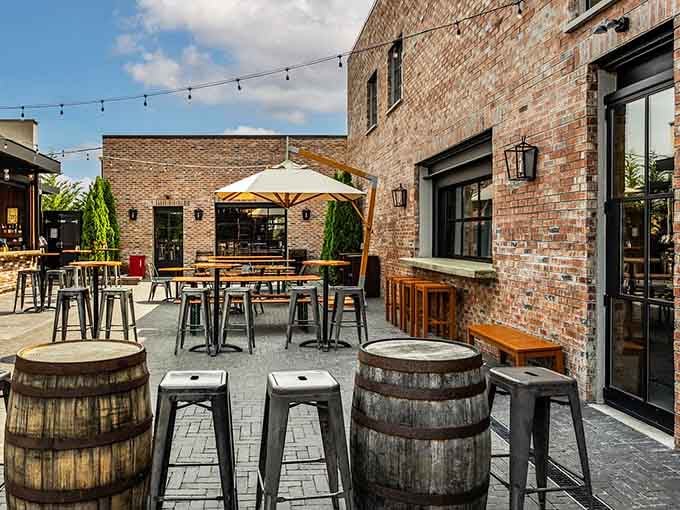 MudHen Brewing's patio beckons with barrel seating&mdash;because regular chairs are apparently too mainstream for craft beer enthusiasts.