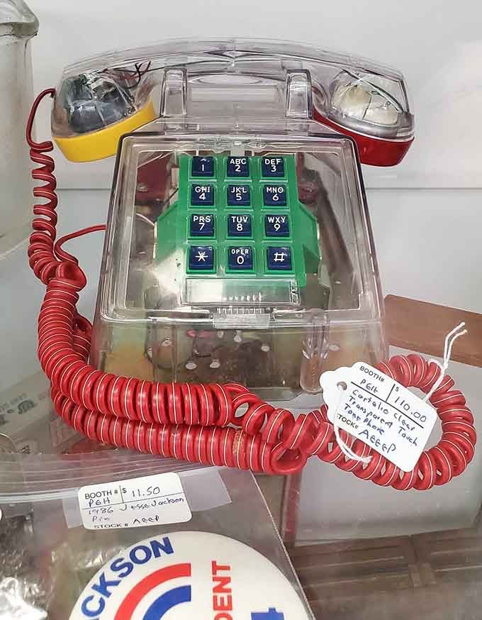 A clear telephone from when we actually wanted to see how technology worked, not hide it away.