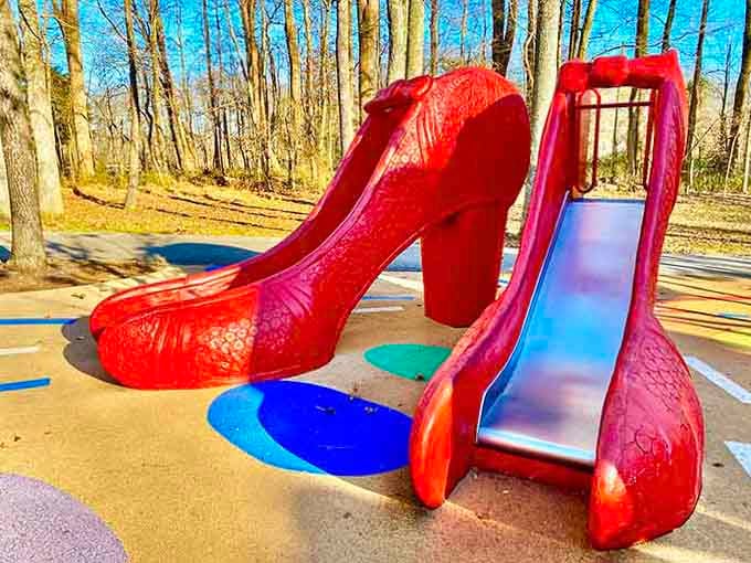 Ruby slipper slides that let you zoom down instead of clicking your heels? Dorothy would definitely approve this upgrade.