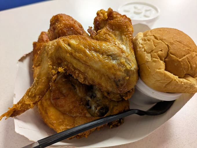 When your chicken dinner comes with a roll and coleslaw, you know someone's looking out for you.