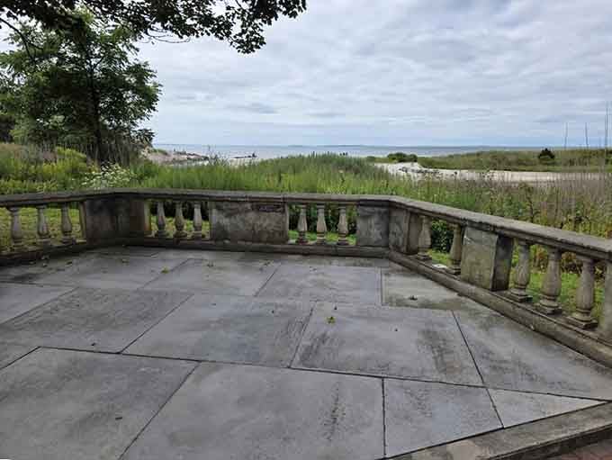 The mansion's seaside terrace offers views that would make a billionaire jealous. Connecticut's version of the Mediterranean, minus the passport requirement.