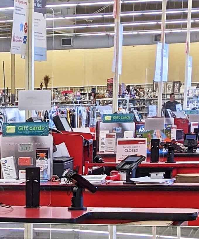 The checkout area, where victory is measured in both savings and the thrill of explaining "Thanks, I got it at Savers!" to future compliments.