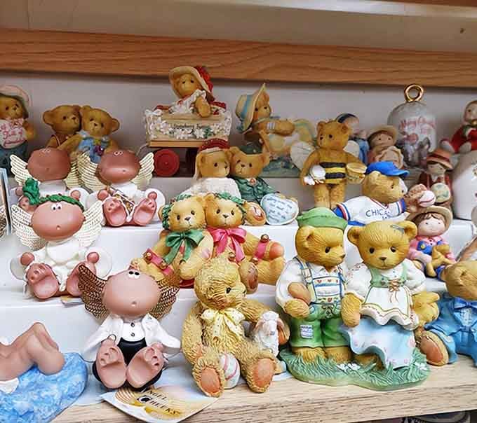 Cherished Cherished Friends and other collectible bears huddle together like old pals at a reunion, whispering secrets of shelves they've graced over decades.