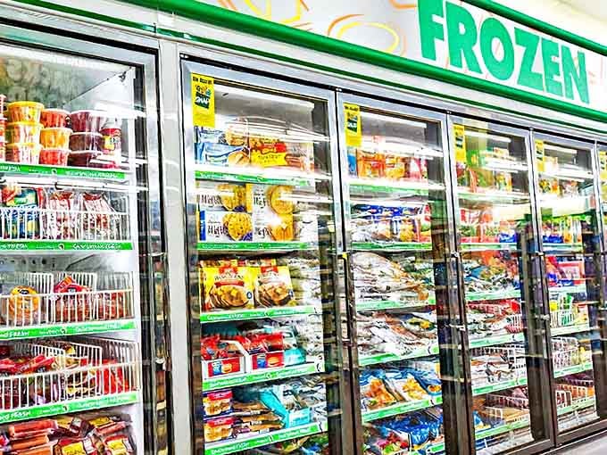 The frozen food section: proof that even in the land of 10,000 lakes, sometimes the best catch comes from a freezer with a dollar price tag.