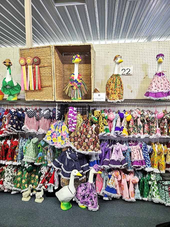 These goose-themed decorations prove that even the most specific collecting obsession finds its community at Jamie's Flea Market.