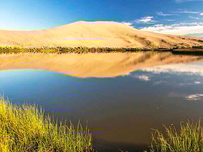 Nature's infinity pool! The still waters create such a perfect reflection, you might forget which way is up in this desert mirage.