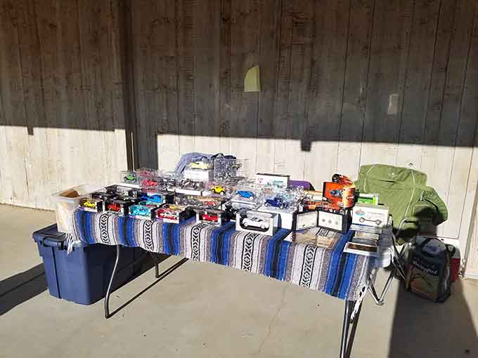 The outdoor swap meet operates on desert time—early birds get the best picks before the midday sun turns shopping into an extreme sport.