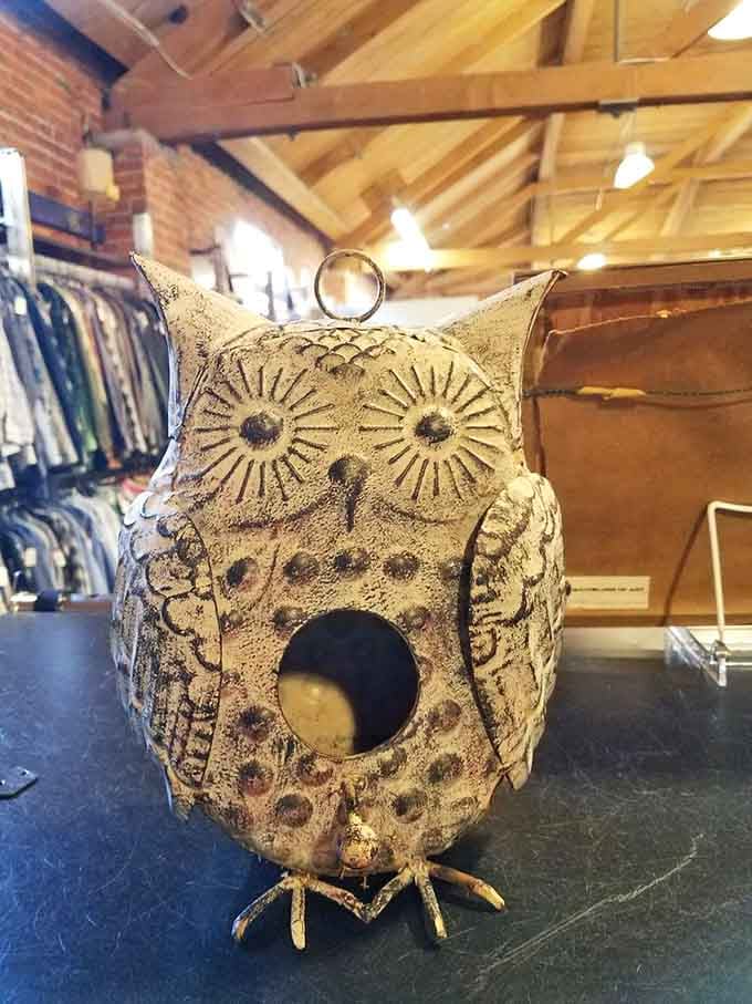 This vintage owl birdhouse has seen things, lived a life, and now wants to retire peacefully in your garden.