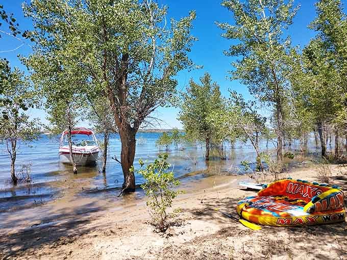 Waterfront parking that beats any beachside resort. Where else can you literally step from your boat to your inflatable paradise?