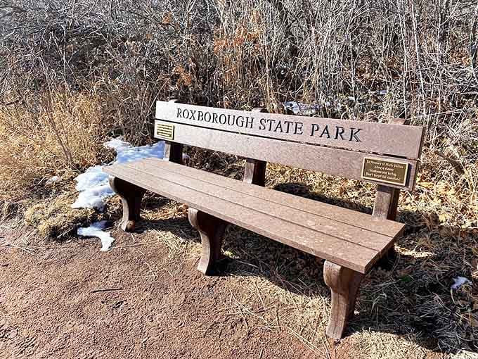 Even the benches at Roxborough have front-row seats to nature's greatest show. No ticket required, just appreciation.