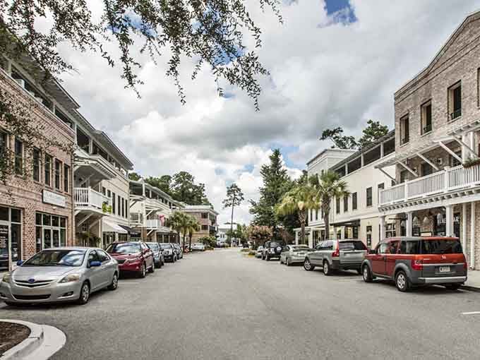 Spanish moss and palm trees create that quintessential Lowcountry scene where every view deserves its own postcard immediately.