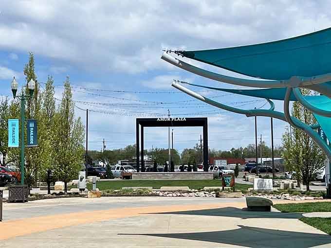 Grand Island's Amur Plaza provides community gathering spaces where affordable living meets small-city convenience.