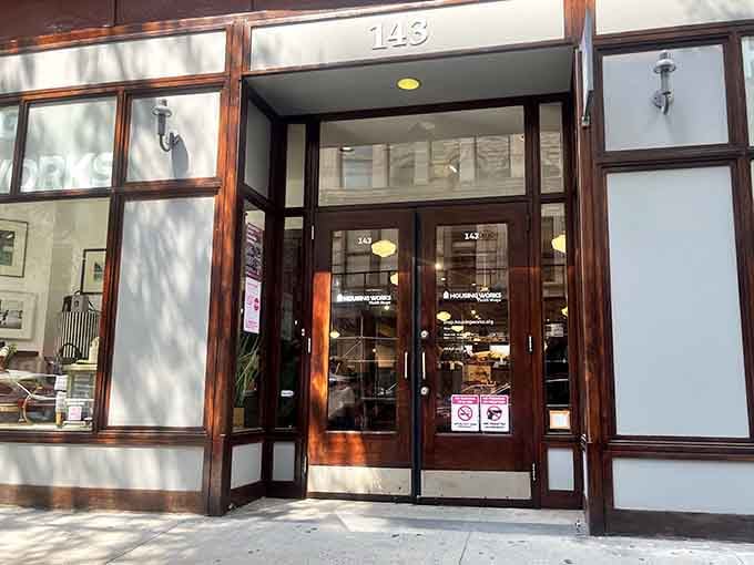 Those elegant wood-framed doors and frosted windows give this Chelsea spot an upscale boutique vibe.