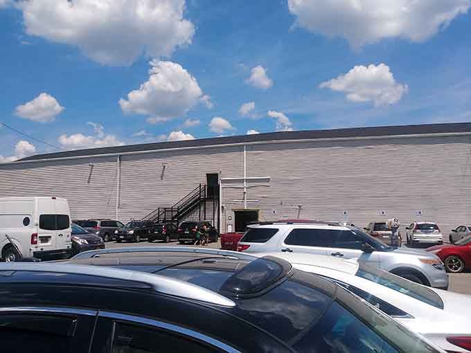 That massive warehouse exterior hints at the shopping marathon waiting inside, where comfortable shoes become your best friend.