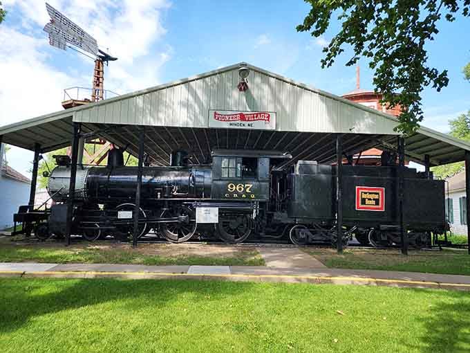 Steam power frozen in time. Pioneer Village's preserved locomotive reminds us how trains transformed the American frontier.