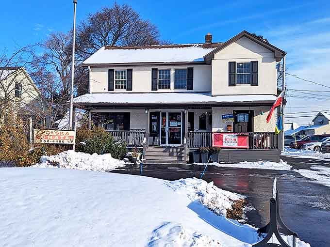 Polska Chata's snow-dusted cottage looks like it was plucked straight from a Polish winter postcard.