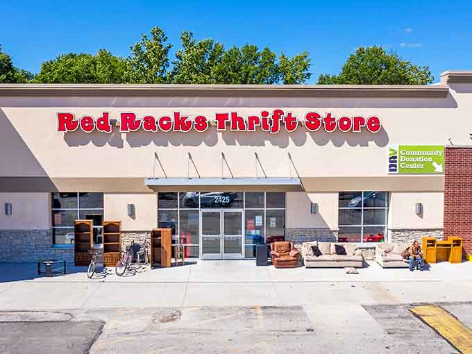 Furniture already waiting outside tells you this Red Racks location has more treasures than they can fit inside.