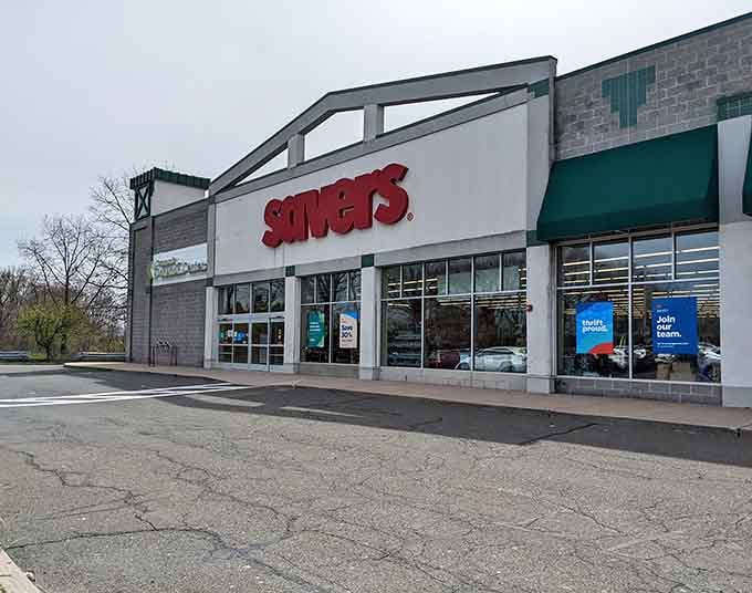 Modern architecture meets massive savings where that distinctive angular roofline shelters racks of incredible finds waiting inside.