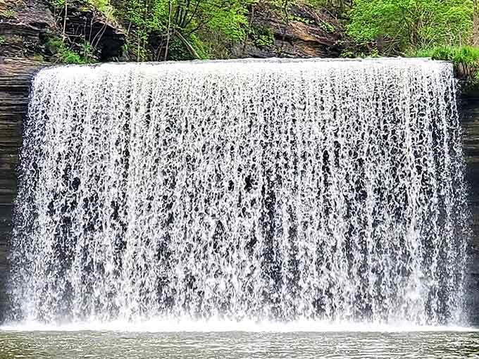 This wide curtain of water flows with the smooth consistency of silk sheets on a luxury bed.