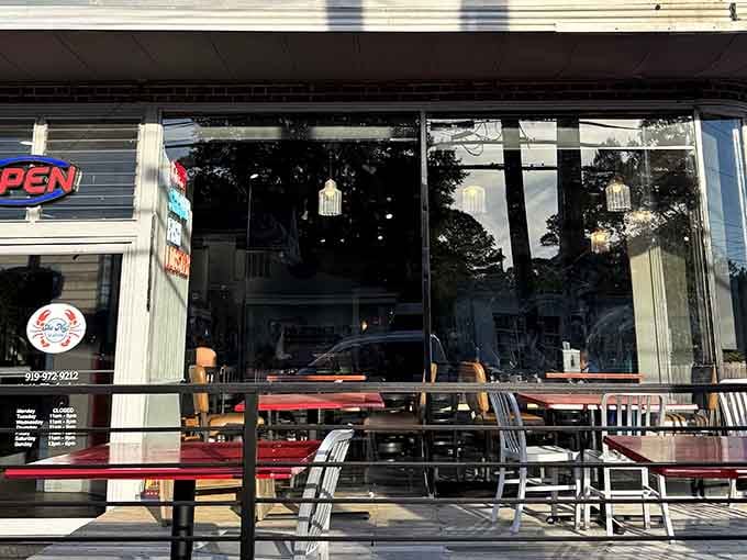 The modern storefront with big windows lets you peek inside at all the delicious possibilities waiting for you.