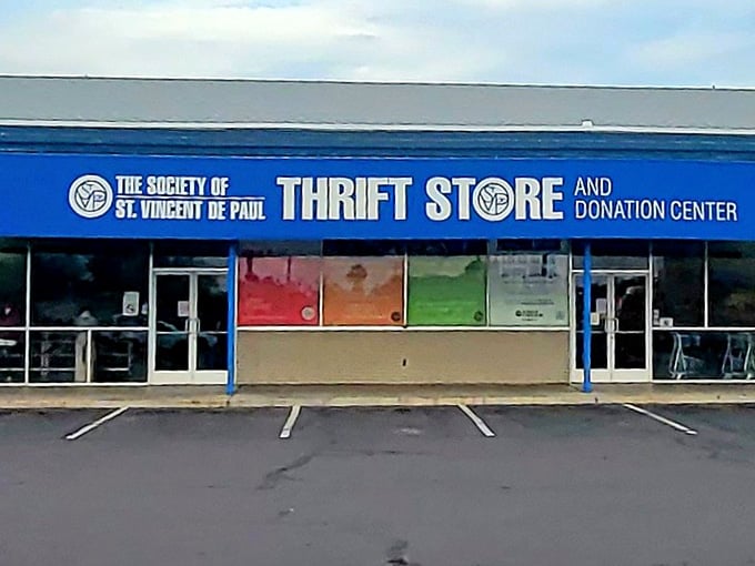 The colorful window displays hint at the organized chaos of treasures waiting inside this warehouse of wonders.