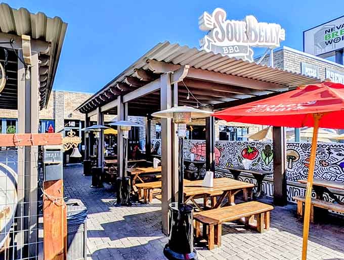 Soulbelly's outdoor seating area isn't just a place to eat &ndash; it's a community gathering spot where strangers become friends over burnt ends.