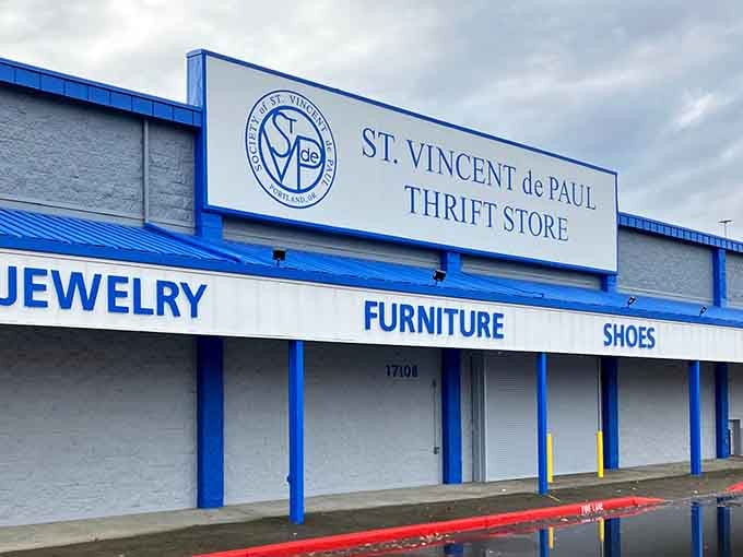 Those blue department labels stretching across the facade are like a roadmap to your next great find.