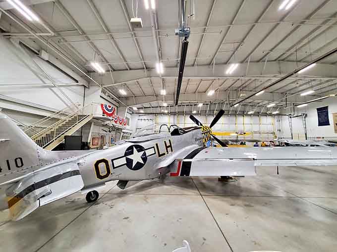 The P-51's invasion stripes and "OL-H" markings transport you straight back to D-Day without leaving Ohio's friendly borders.