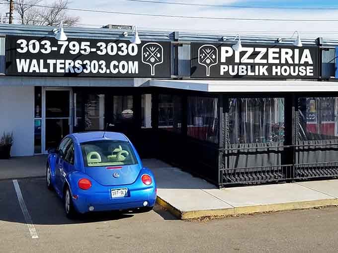 Classic Americana on wheels parks permanently outside this neighborhood pizza treasure in Bow Mar.