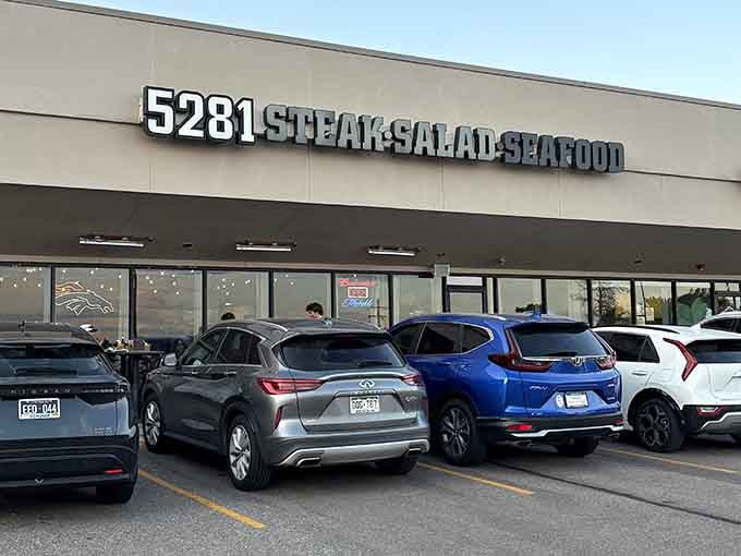 The bold lettering and busy lot prove that locals know exactly where to find their favorite cuts of beef.