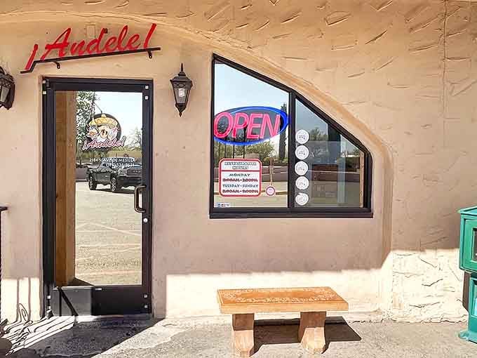 Simple adobe curves frame the doorway to some of Mesilla's most authentic Mexican flavors. Don't let the humble exterior fool you!