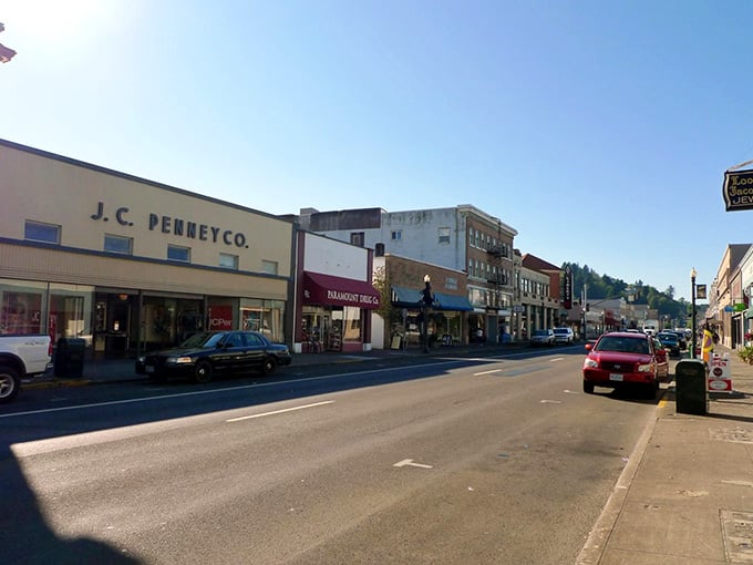The old J.C. Penney sign reminds you this downtown has served generations with grace and genuine hospitality.