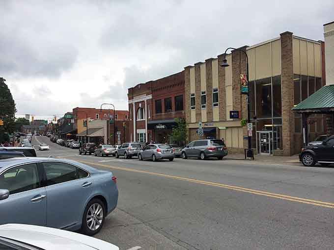 The heart of Boone reveals itself in brick and mortar, where local shops and eateries create a vibrant mountain community.