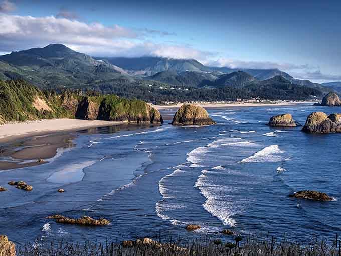 Haystack Rock rises from the surf like nature's exclamation point, surrounded by tide pools that become miniature aquariums at low tide.