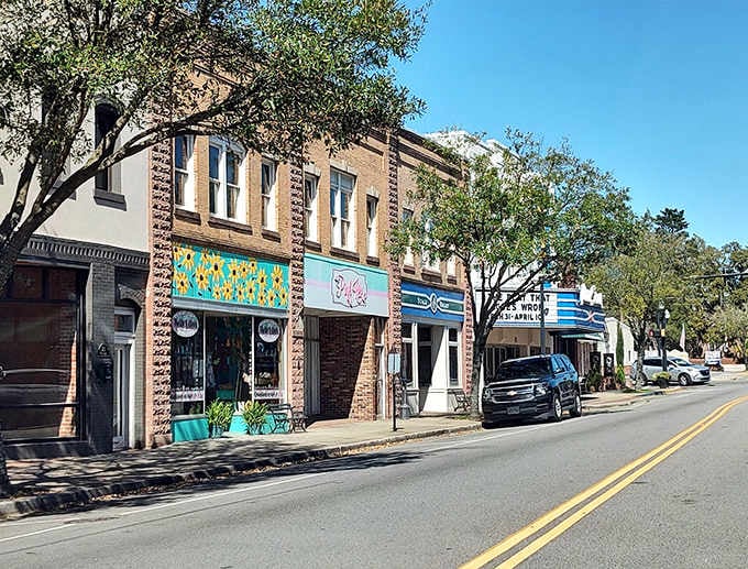 Colorful awnings and local shops bring personality to a downtown that refuses to look like everywhere else.