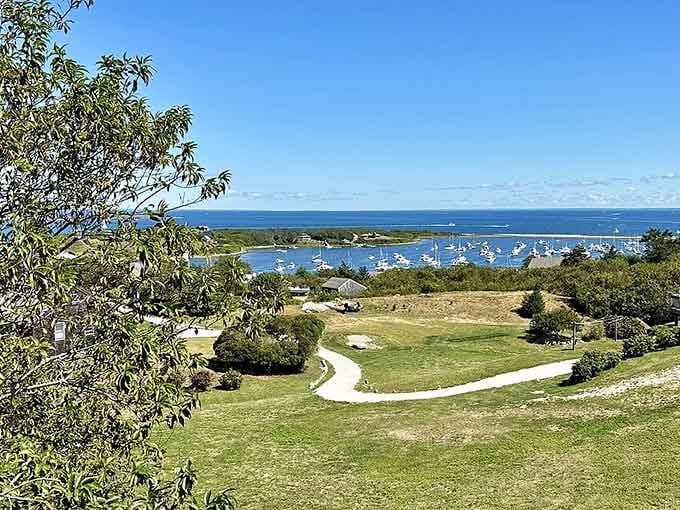 Winding paths through green hills reveal harbor views that make you understand why sailors always come back home.