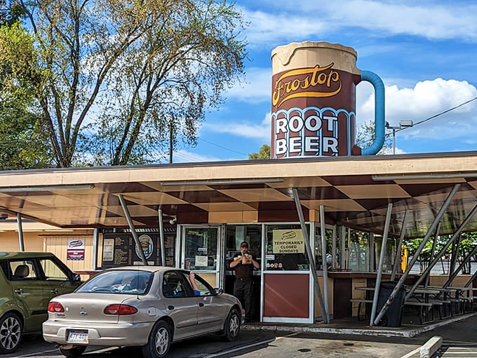 Classic drive-in vibes where every sip of root beer tastes like childhood summer evenings.