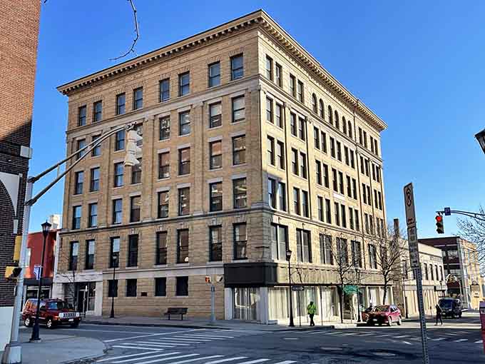 This grand stone building stands like a fortress of civic duty, reminding everyone that some things are built to last.