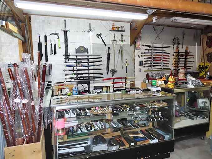 That impressive sword collection on the wall would make any history buff's heart skip a beat&mdash;talk about conversation starters!