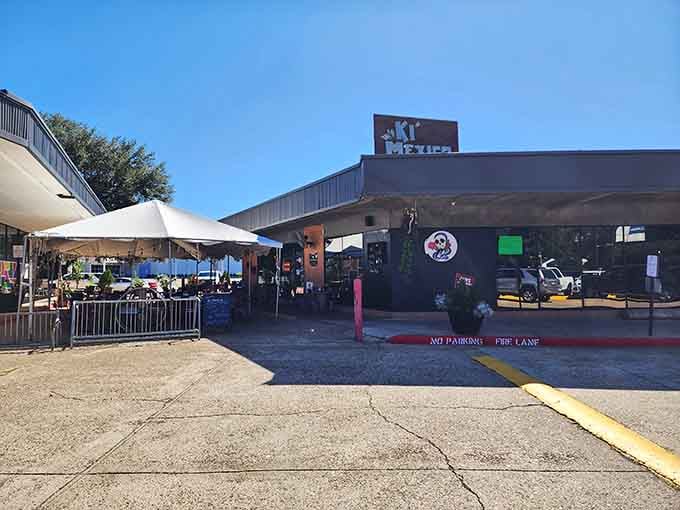 The covered patio promises shade while you savor tacos that transport you south of border.