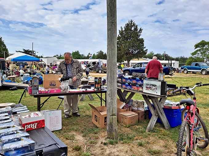 One vendor's carefully arranged display stretches toward the horizon like an antique lover's version of paradise found.
