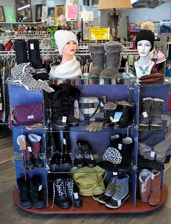 Winter accessories displayed like crown jewels because staying warm shouldn't cost a king's ransom, right?