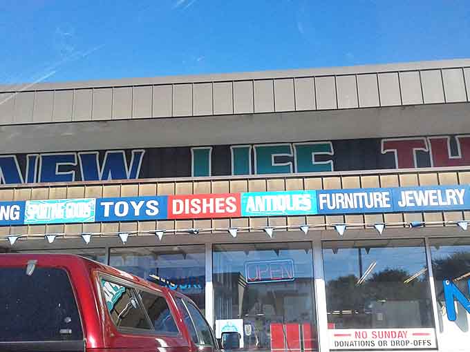 New Life Thrift's colorful rainbow sign above the door promises exactly that: giving preloved items a fresh start.