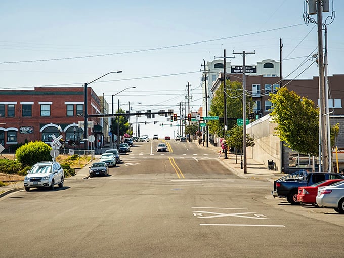 Historic brick buildings frame this coastal street where the pace is refreshingly unhurried and wonderfully welcoming.