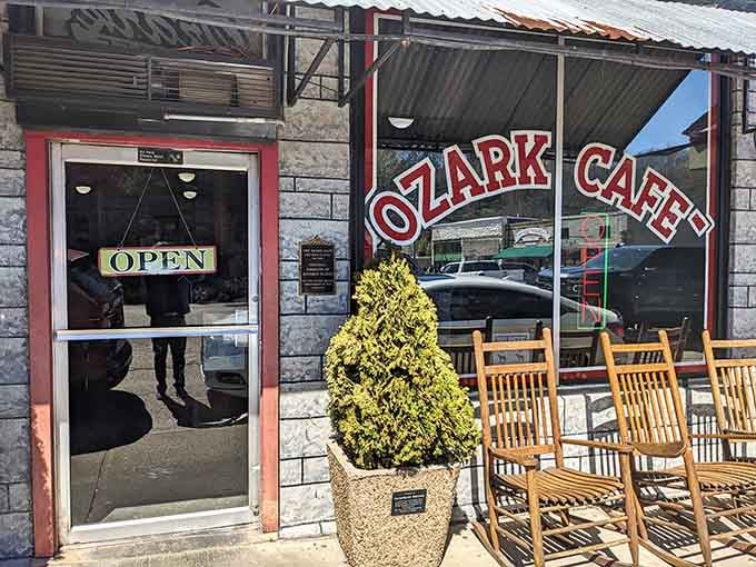 Those rocking chairs aren't just for show - they're recovery stations for after you've tackled the legendary Excaliburger. Your post-meal nap spot awaits.