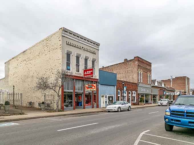 Princeton's storefronts wear their age gracefully, with weathered facades that speak to decades of serving the local community.